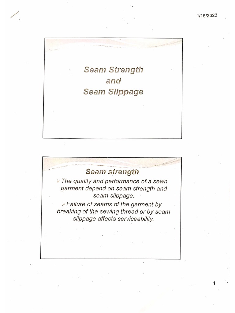Seam Strength & Slippage | PDF