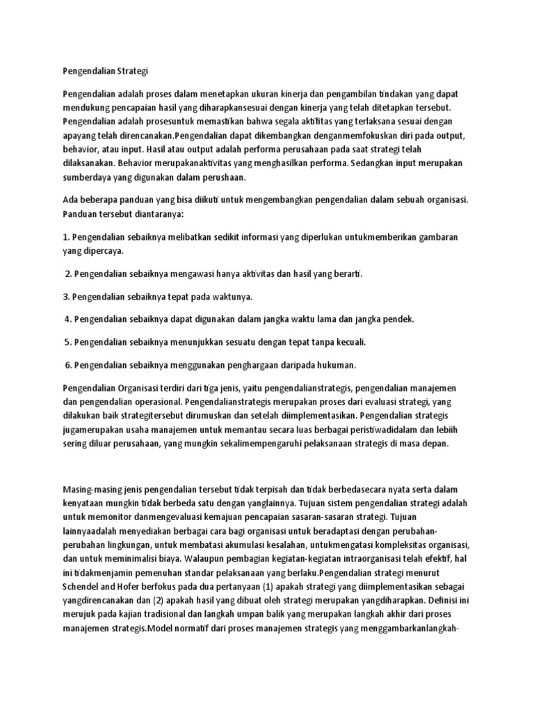 Pengendalian Strategi | PDF