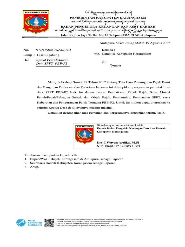 TTE Surat SPPT Pajak | PDF