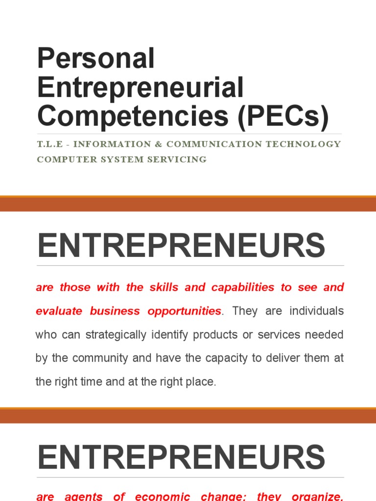 Personal Entrepreneurial Competencies (PECs) | Download Free PDF ...