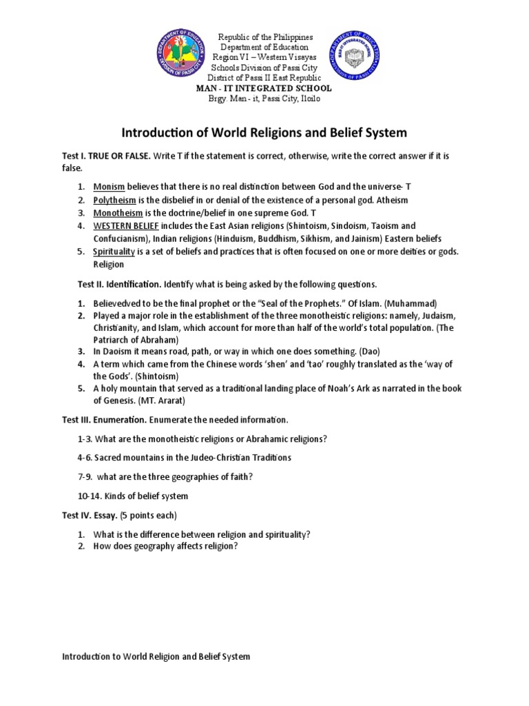 Introduction of World Religions and Belief System | PDF