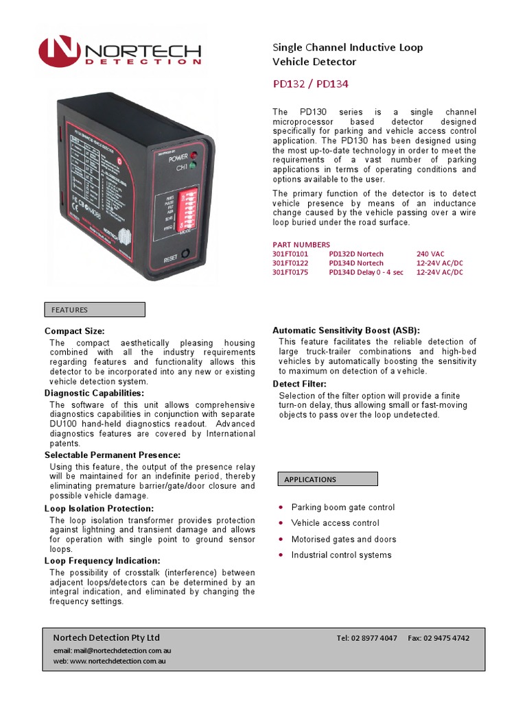 Single Channel Inductive Loop Vehicle Detector PD132 / PD134: Compact ...