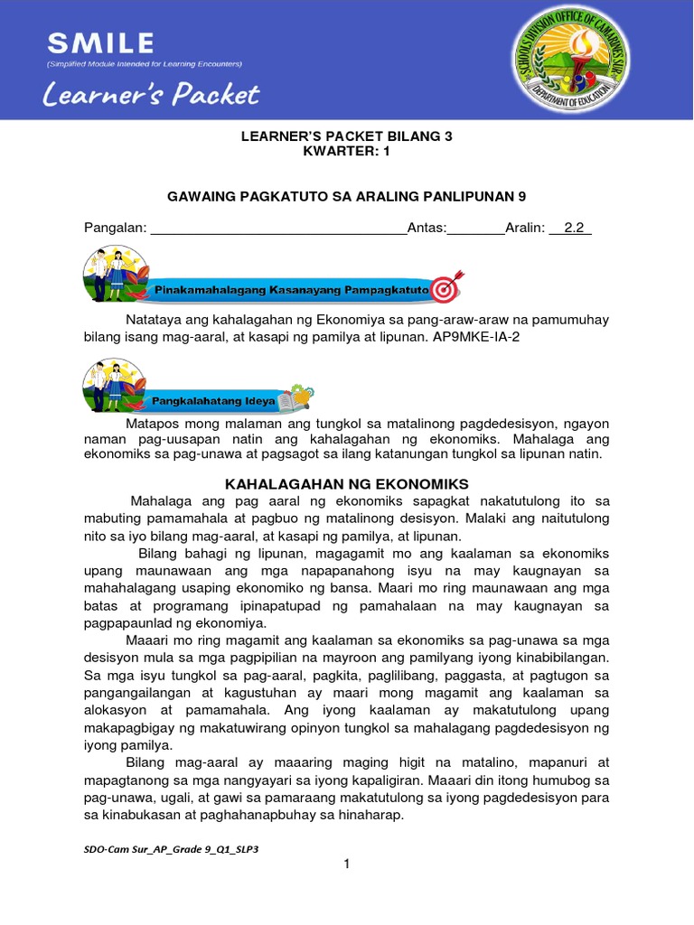 Ap9 Las Q1 SLP3 | PDF