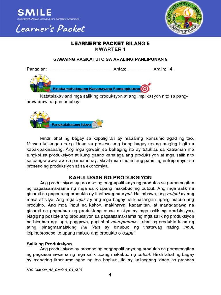 Ap9 Las Q1 SLP5 | PDF