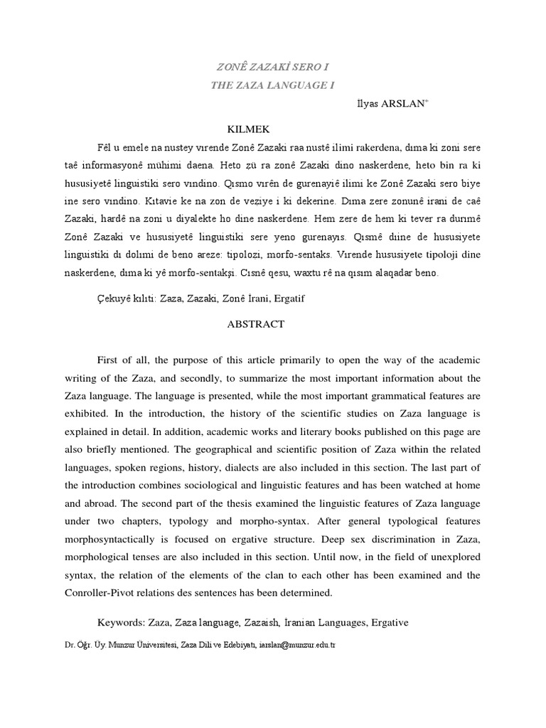 Zone Zazaki Sero | PDF | Linguistics | Phonetics
