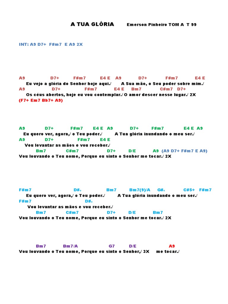 A TUA GLÓRIA Arr Novo Emerson Pinheiro TOM A T 99 | PDF