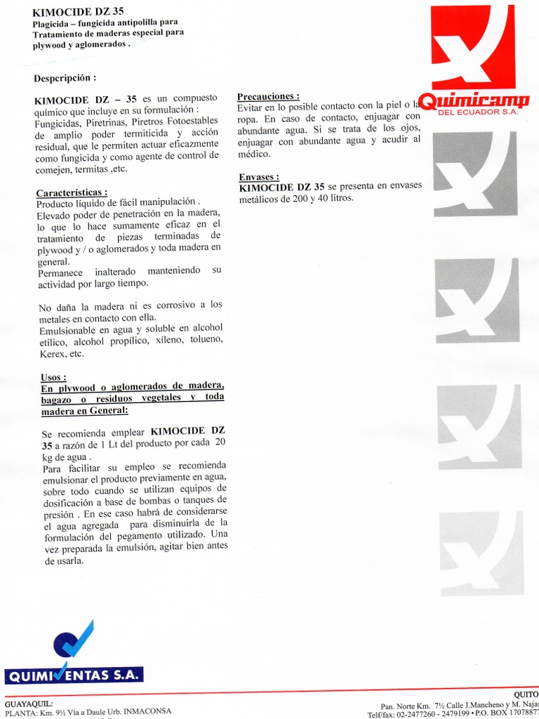 Ficha Tecnica de Seguridad Msds Quimico | PDF