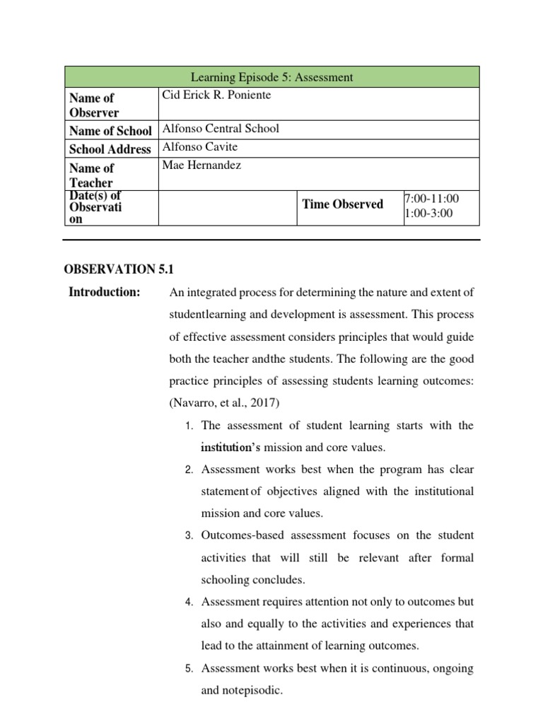 Learning Episode 5: Assessment Insights | PDF | Educational Assessment ...