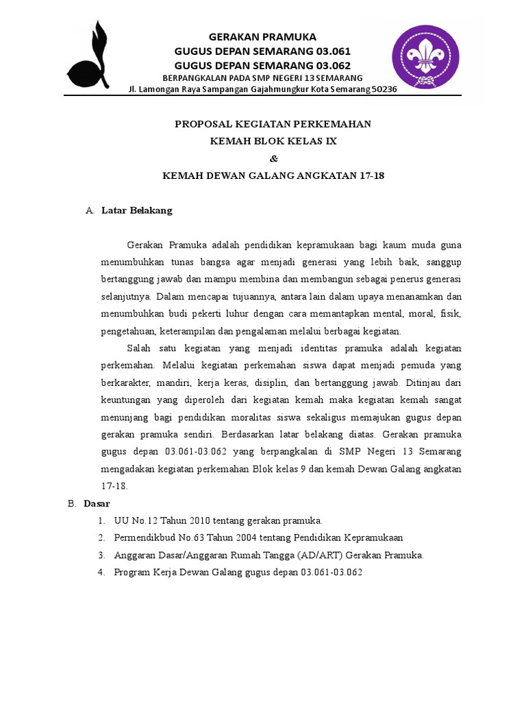 Proposal Kemah Luar Sekolah | PDF