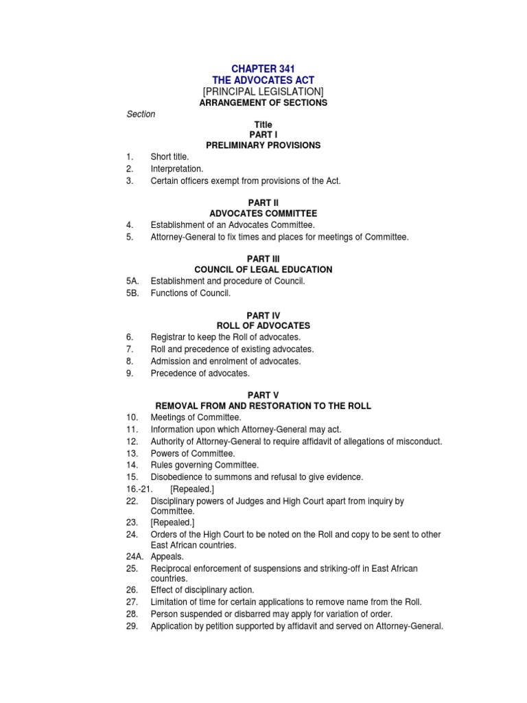 The Advocate Act Cap.341 R.E 2002 | Download Free PDF | Advocate ...