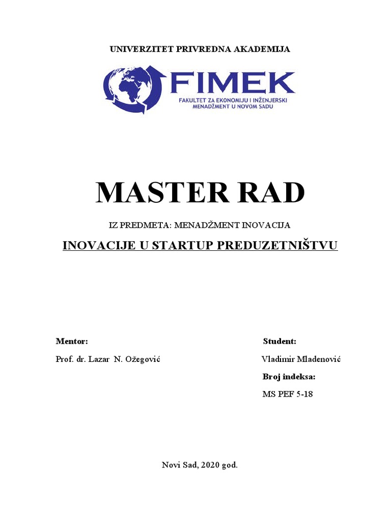 MASTER RAD - Vladimir Mladenović | PDF