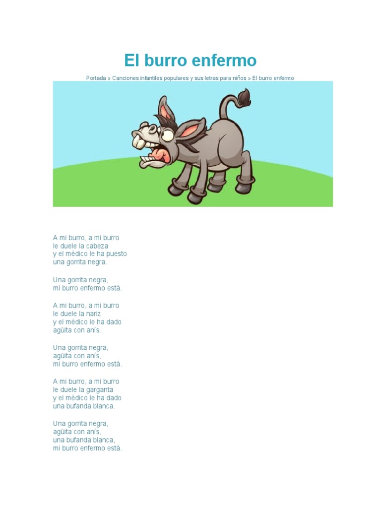 El burro enfermo: Canción infantil | PDF