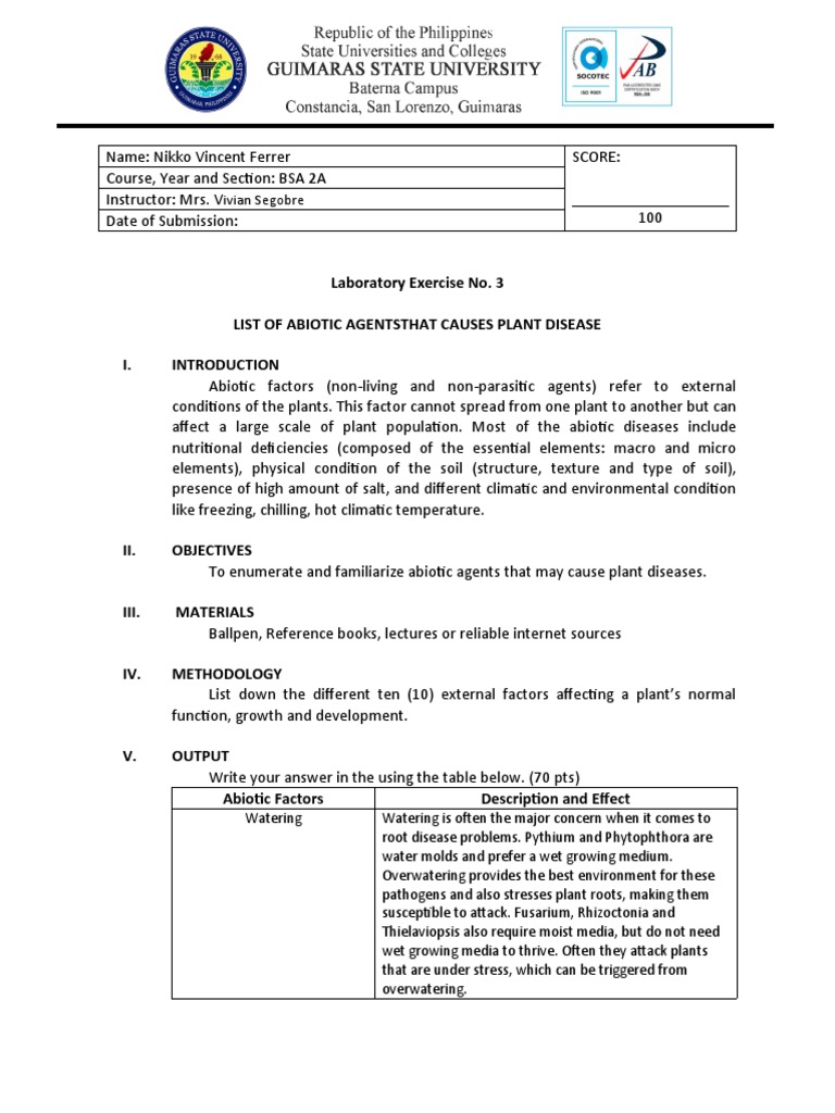 Laboratory Exercise No 3 Crop Prot 1 | PDF | Plant Pathology | Humidity