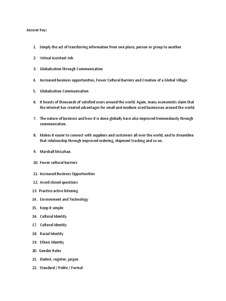 Purposive Communication Answer Key | PDF