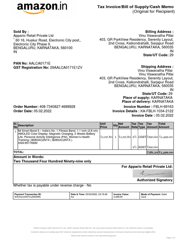 Invoice Amazon | PDF | Invoice | Payments