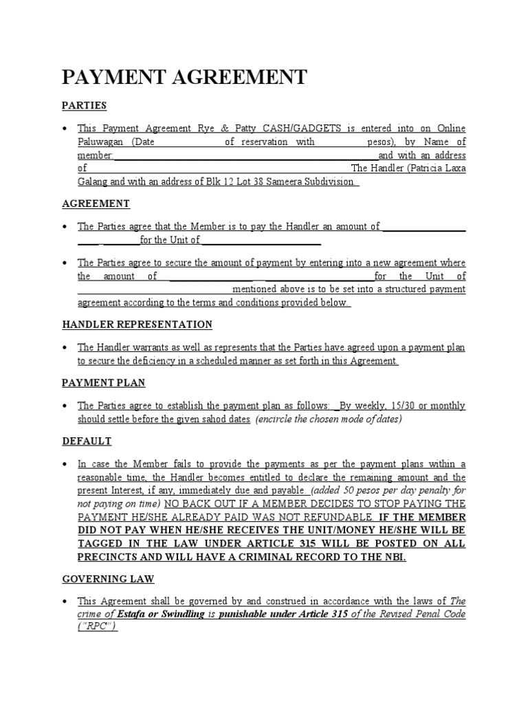 Payment-Agreement-Template-Signaturely IPHONE-1 | PDF | Government ...