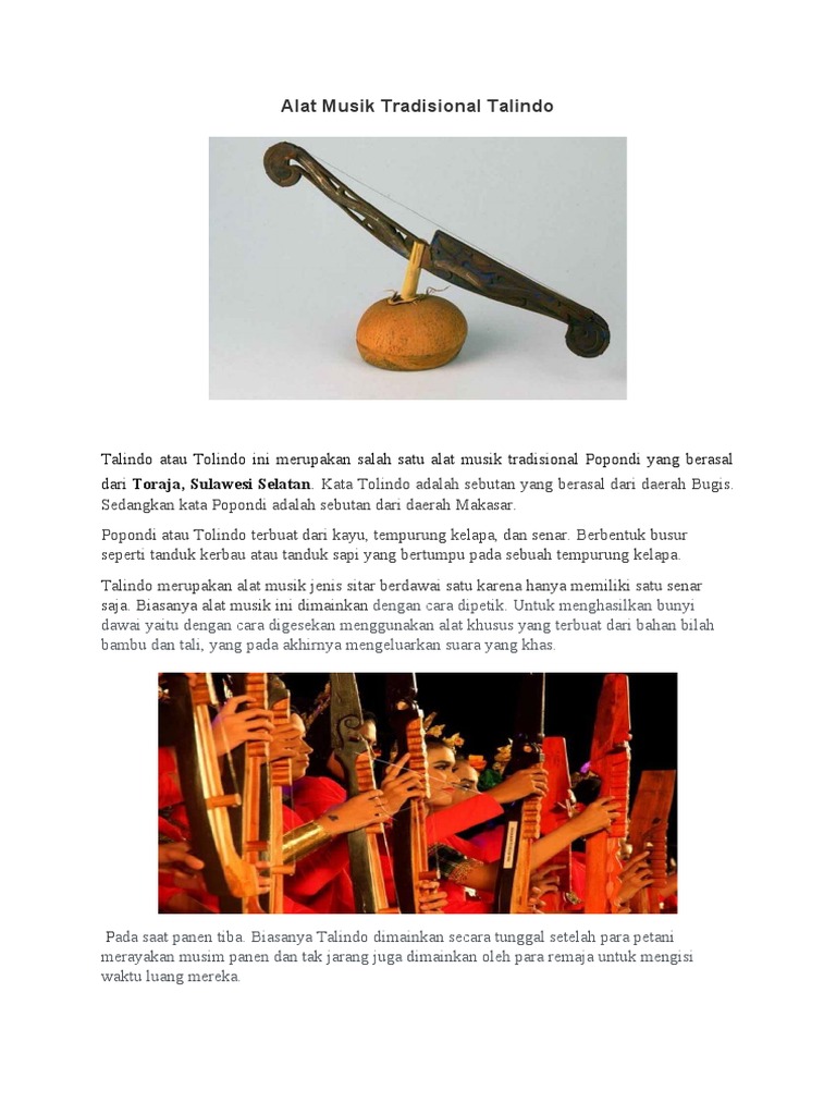 Alat Musik Tradisional Talindo - SB | PDF