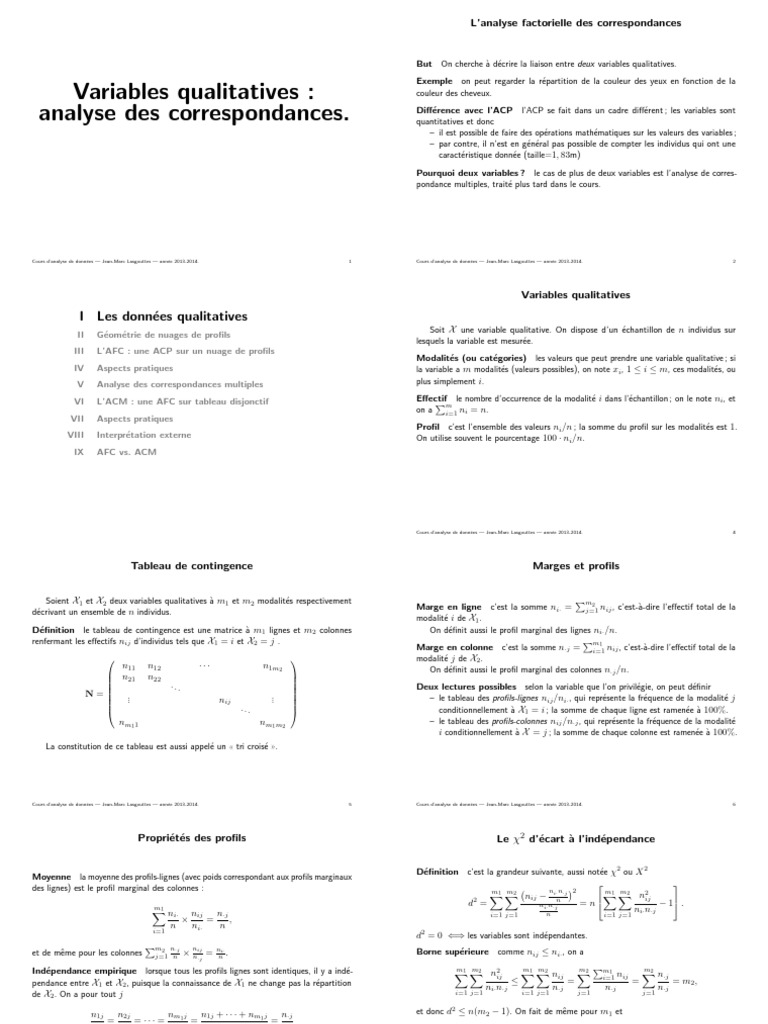 Analyse des correspondances multiples | PDF | Analyse des données ...