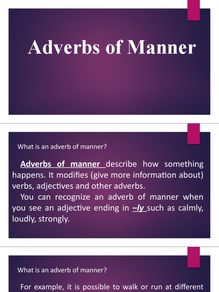 Adverb of Manner | PDF | Adverb | Grammar