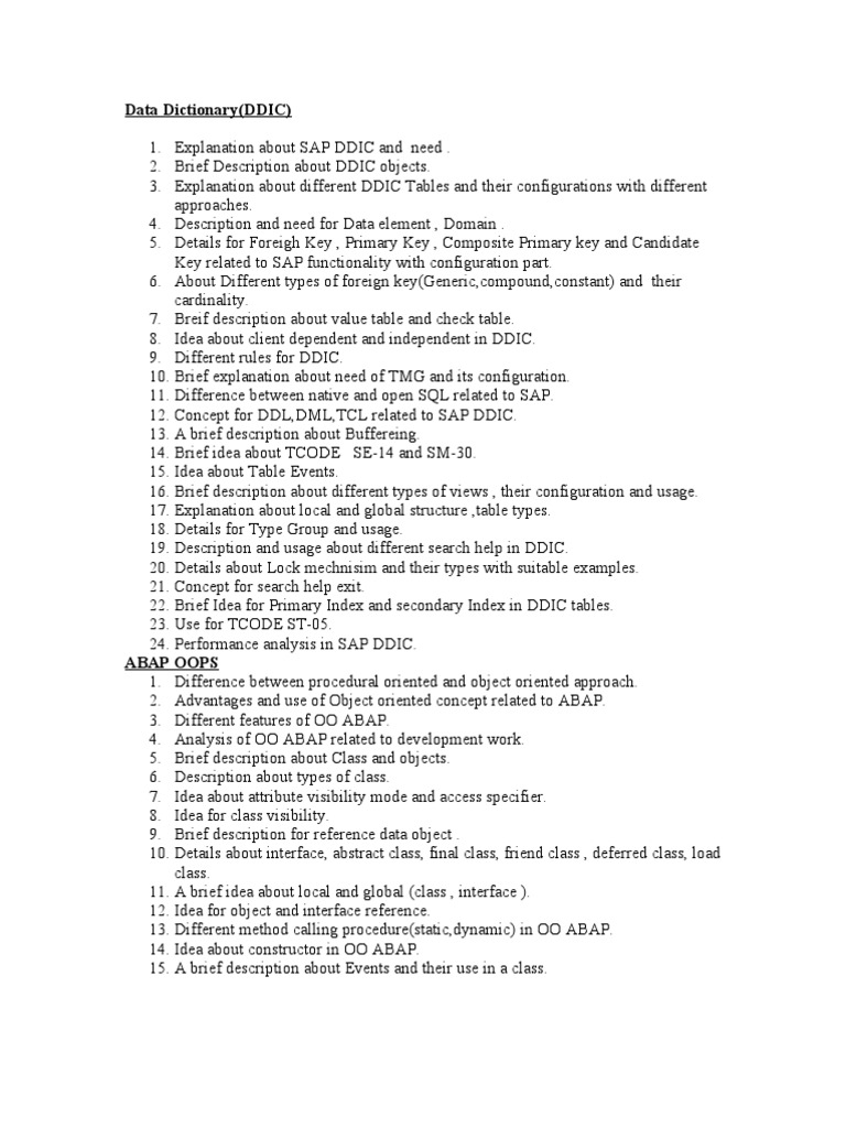 Data Dictionary (DDIC) | PDF | Class (Computer Programming) | Method ...