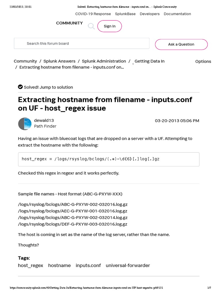 Solved Extracting Hostname From Filename Inputs Conf On 9047