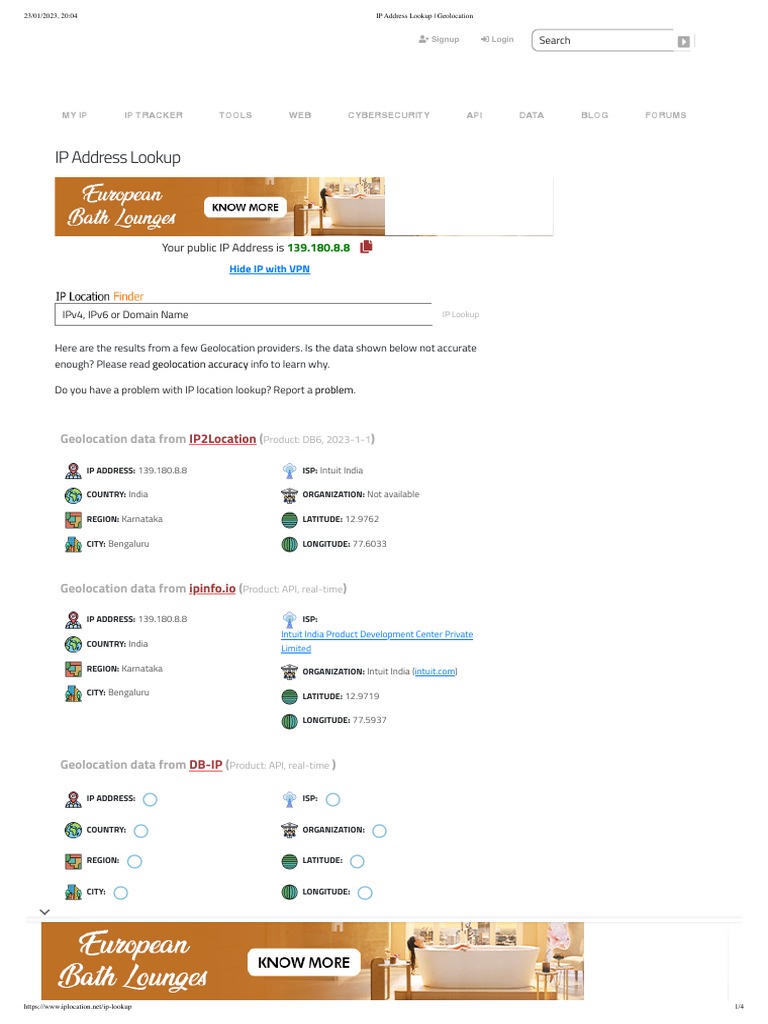 IP Address Lookup - Geolocation | PDF | Ip Address | Internet Protocols