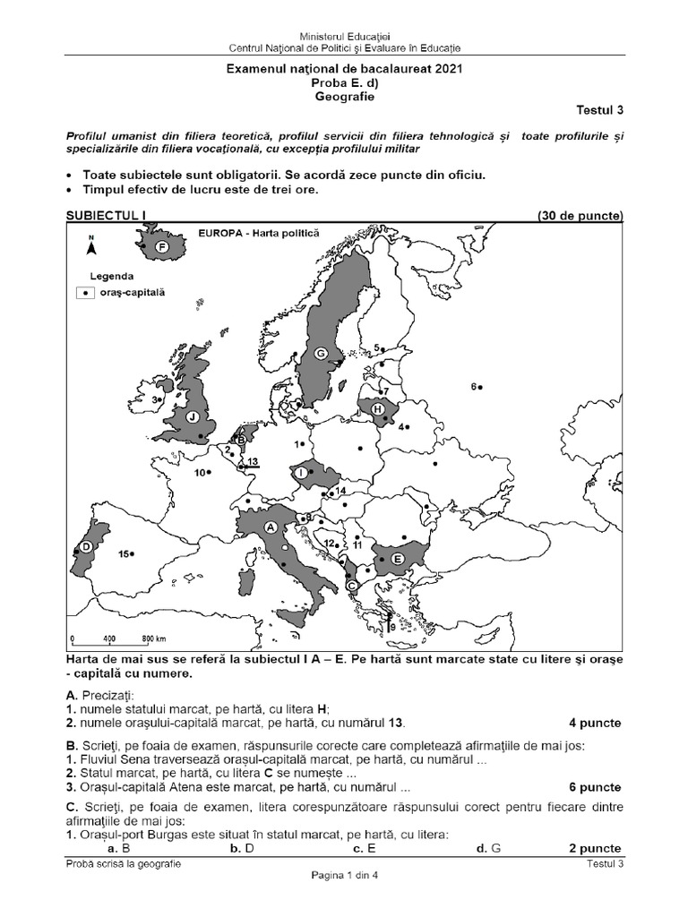 BAC Simplu (Bac - Simplu.info) - Geografie - 2021 - Test - 03 | PDF