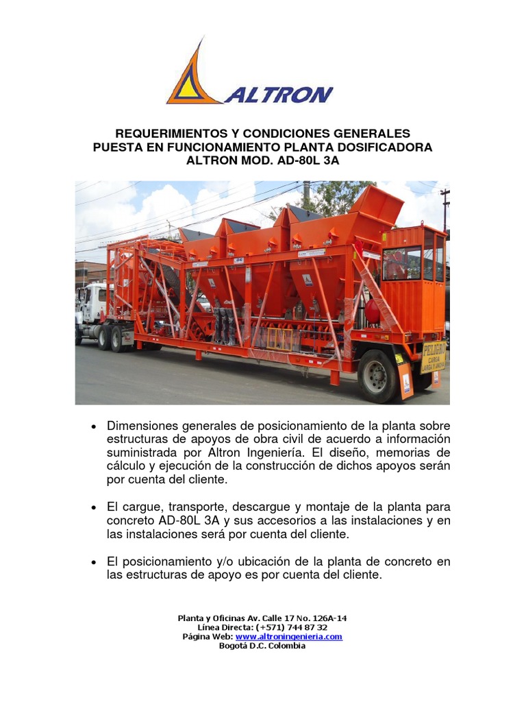 Requerimientos Puesta en Funcionamiento Planta Ad-80l 3a 220V | PDF ...