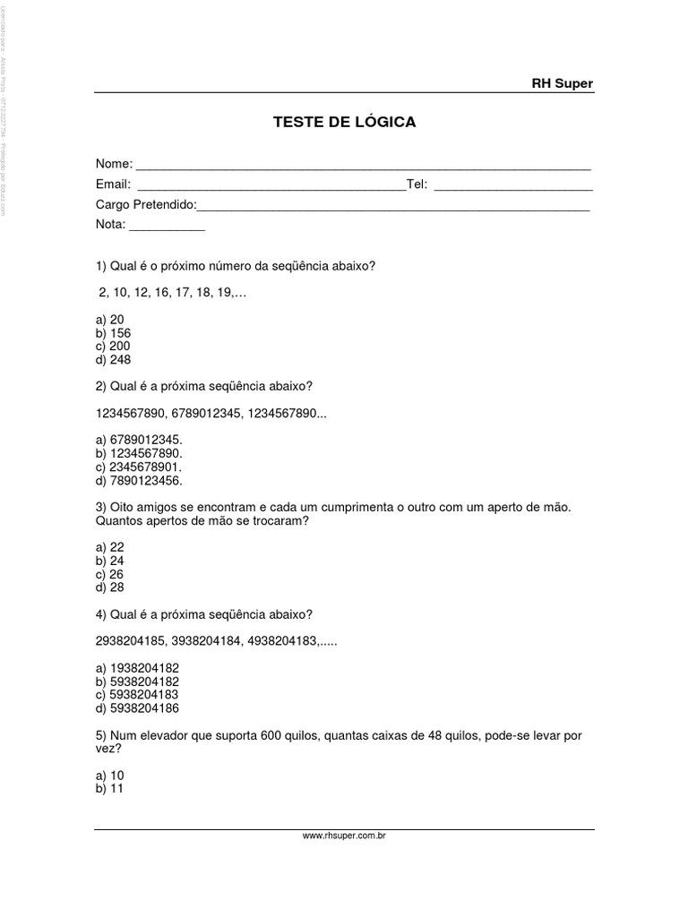 Teste de Logica 1 | PDF