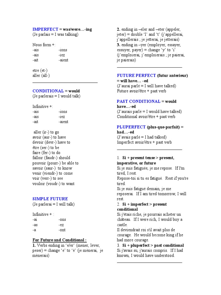 French - Tenses | PDF | Languages | Foreign Language Studies