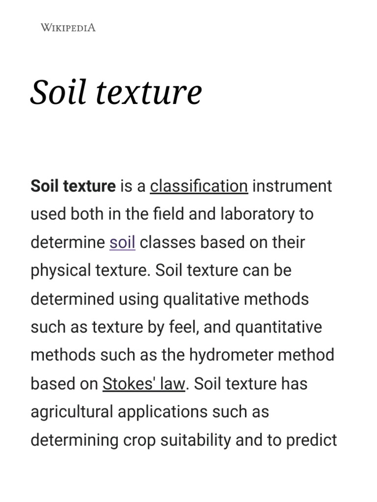 Soil Texture - Wikipedia | PDF | Applied And Interdisciplinary Physics ...