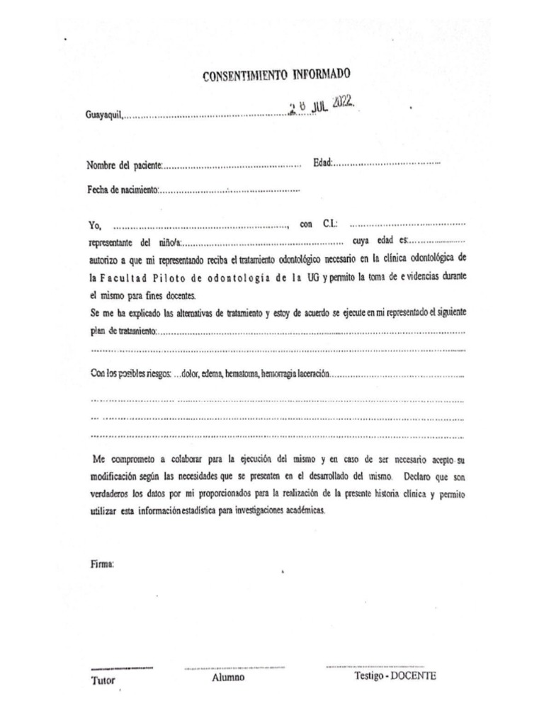 Consentimiento Informado Pediatria | PDF