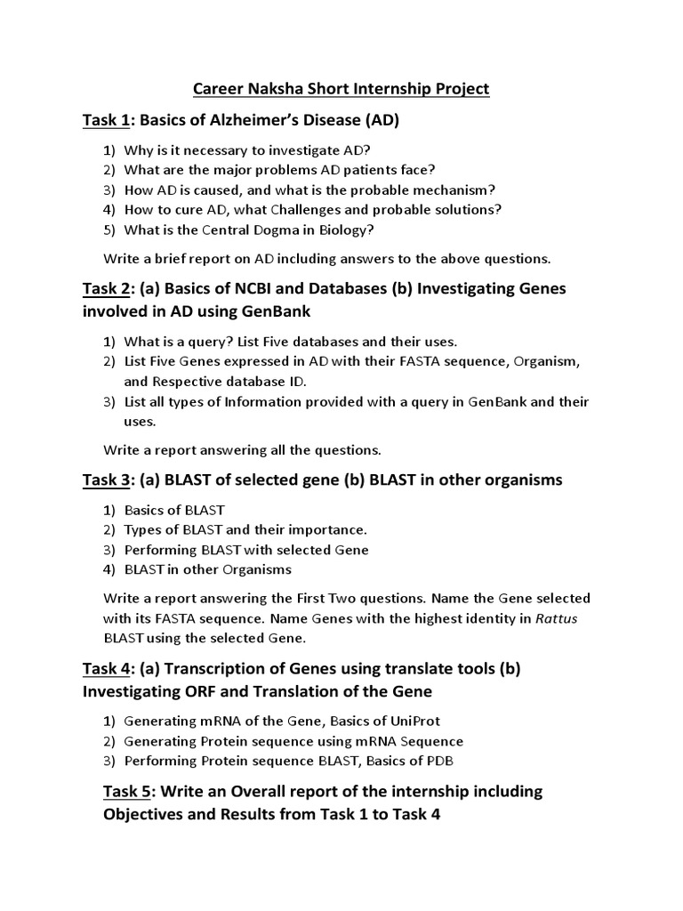 Tasks CareerNaksha Short Internship Project | PDF