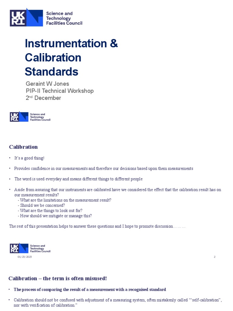 Instrumentation Calibration Standards | PDF | Calibration | Measurement