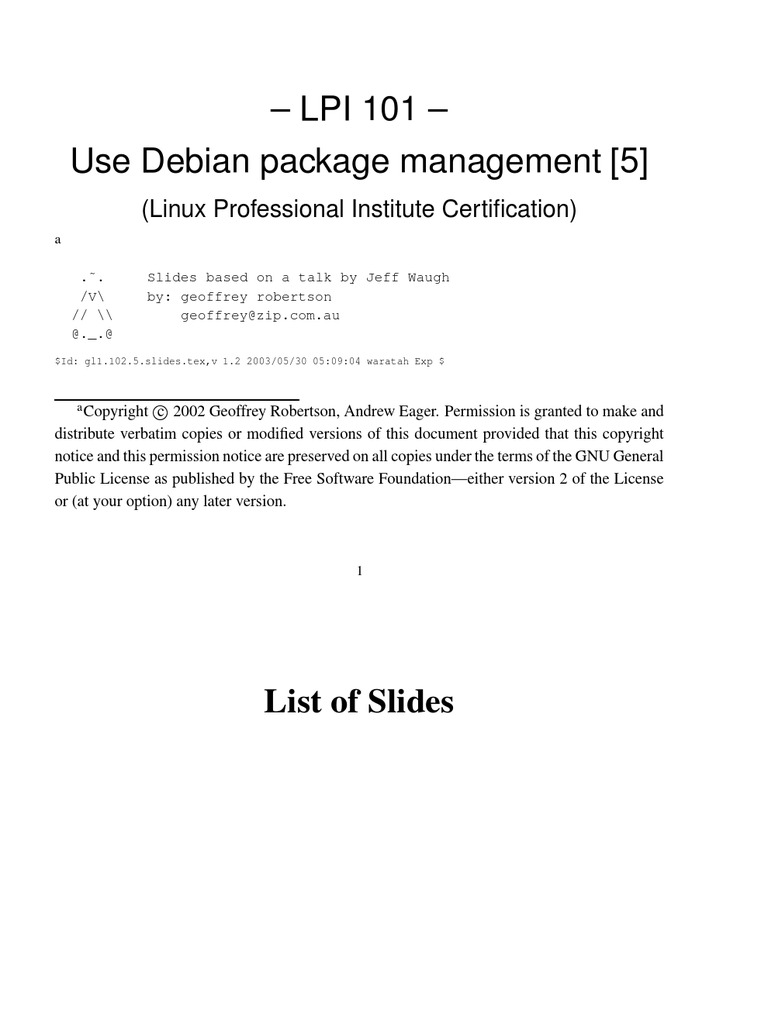 LPI 101 - Use Debian Package Management (5) : (Linux Professional Institute Certification) | PDF ...
