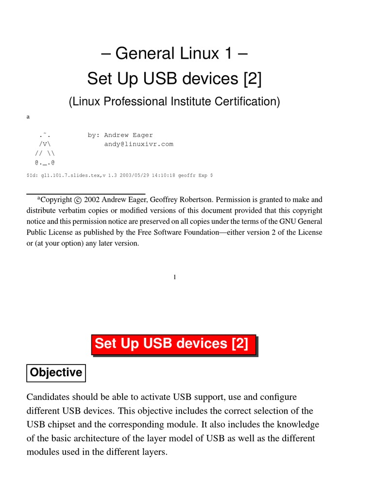 General Linux 1 - Set Up USB Devices (2) : (Linux Professional ...
