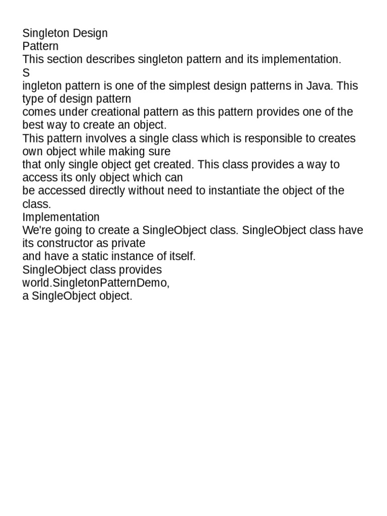Singleton Design Pattern Pdf