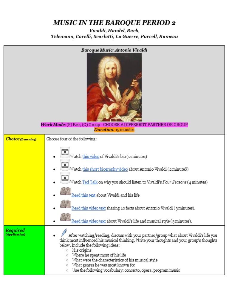 04b.evidence Document-Late Baroque Music (TEMPLATE) | PDF