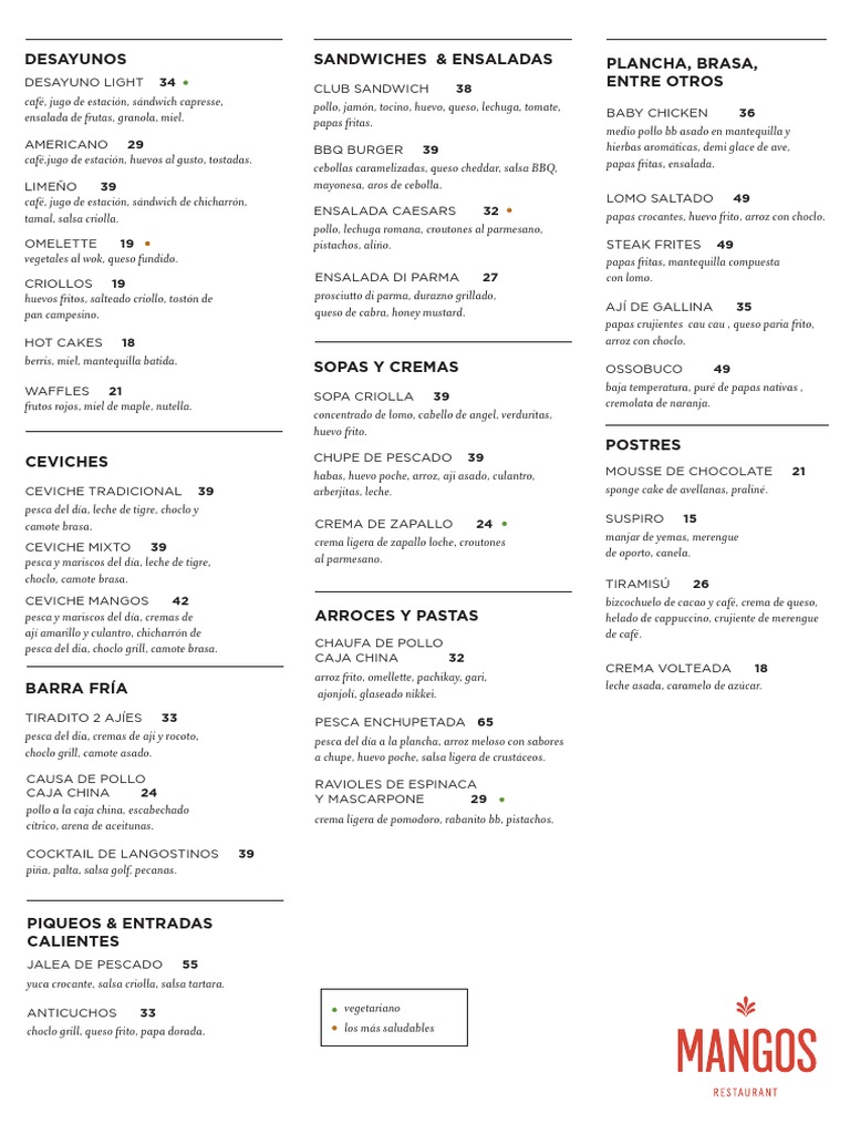 Carta Mangos 2020 | PDF | ensalada | Salsa