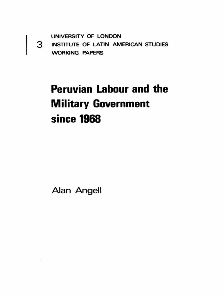 B41 - Peruvian Labour and The Military Government Since 1968 | PDF ...