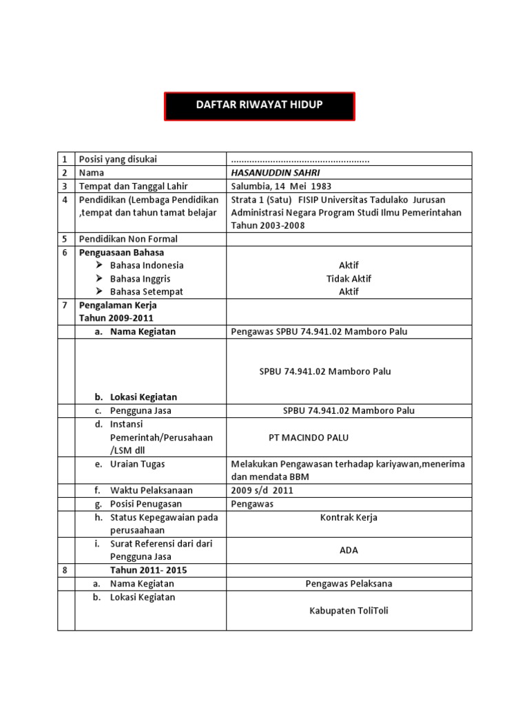 Curriculum Vitae Hasan | PDF | Bisnis