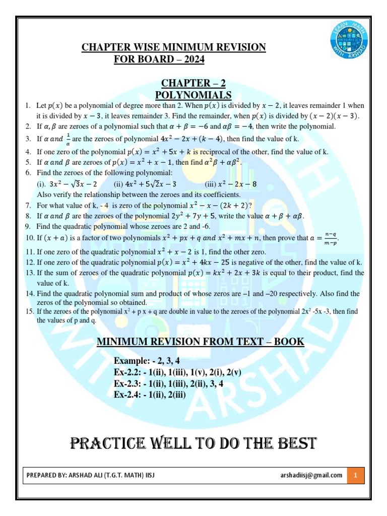 Minimum R CH 2 | PDF | Polynomial | Factorization