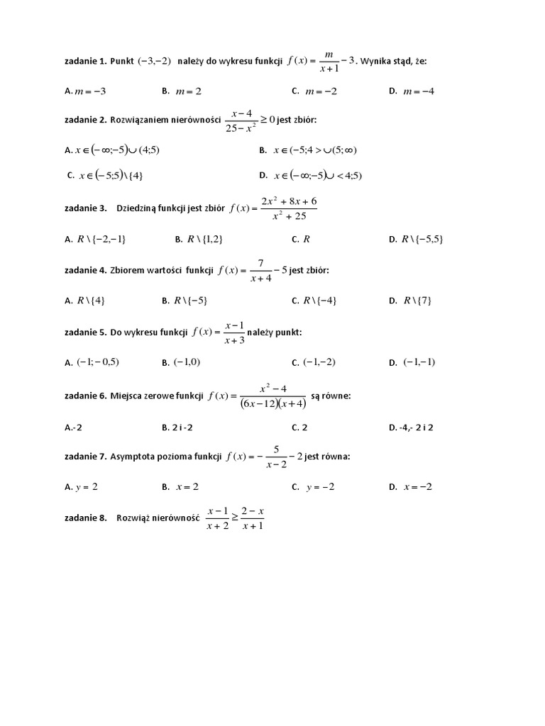 Funkcje Wymierne | PDF