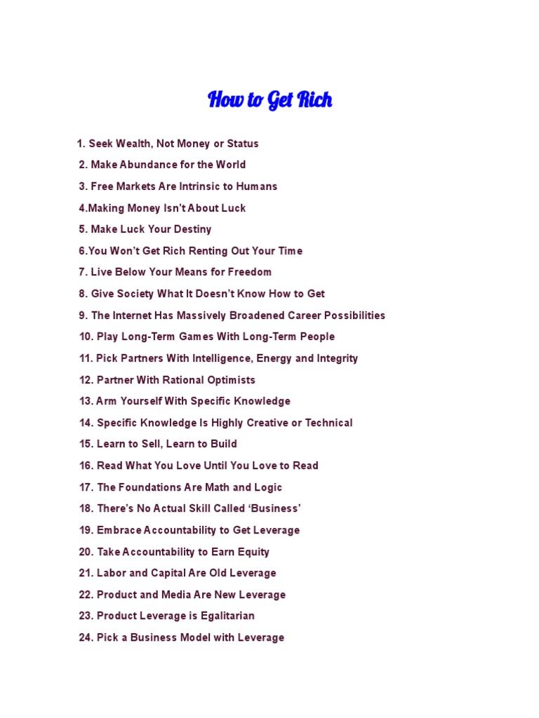 How To Get Rich | PDF | Luck | Wealth
