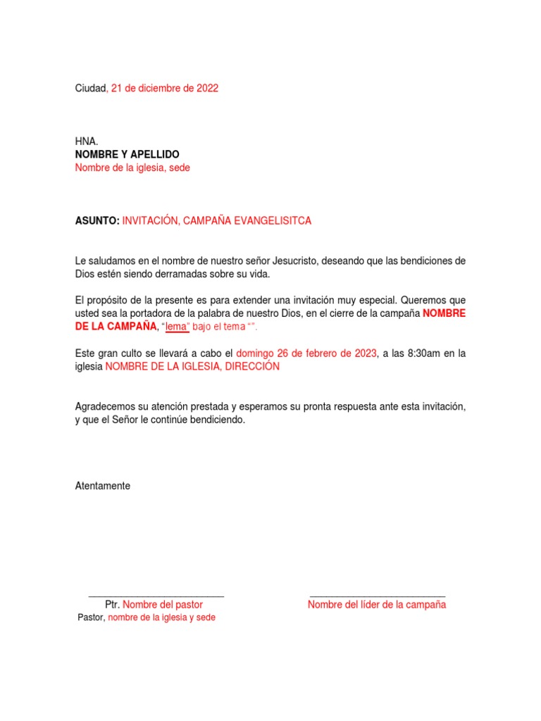 Formato de Carta para Invitación | PDF