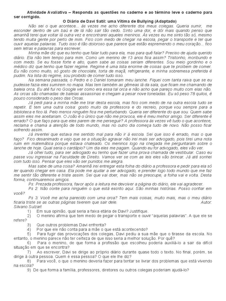 O Diário de Davi Satil | PDF | Davi