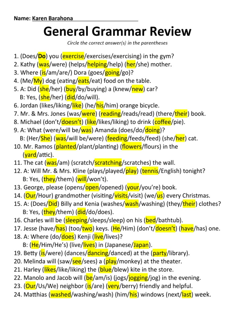 General Grammar Review | PDF