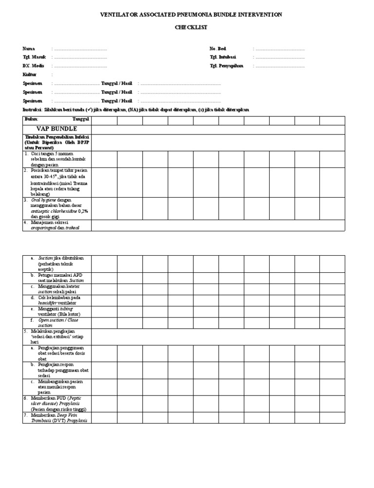 Ventilator Associated Pneumonia Bundle Intervention | PDF | Sains ...