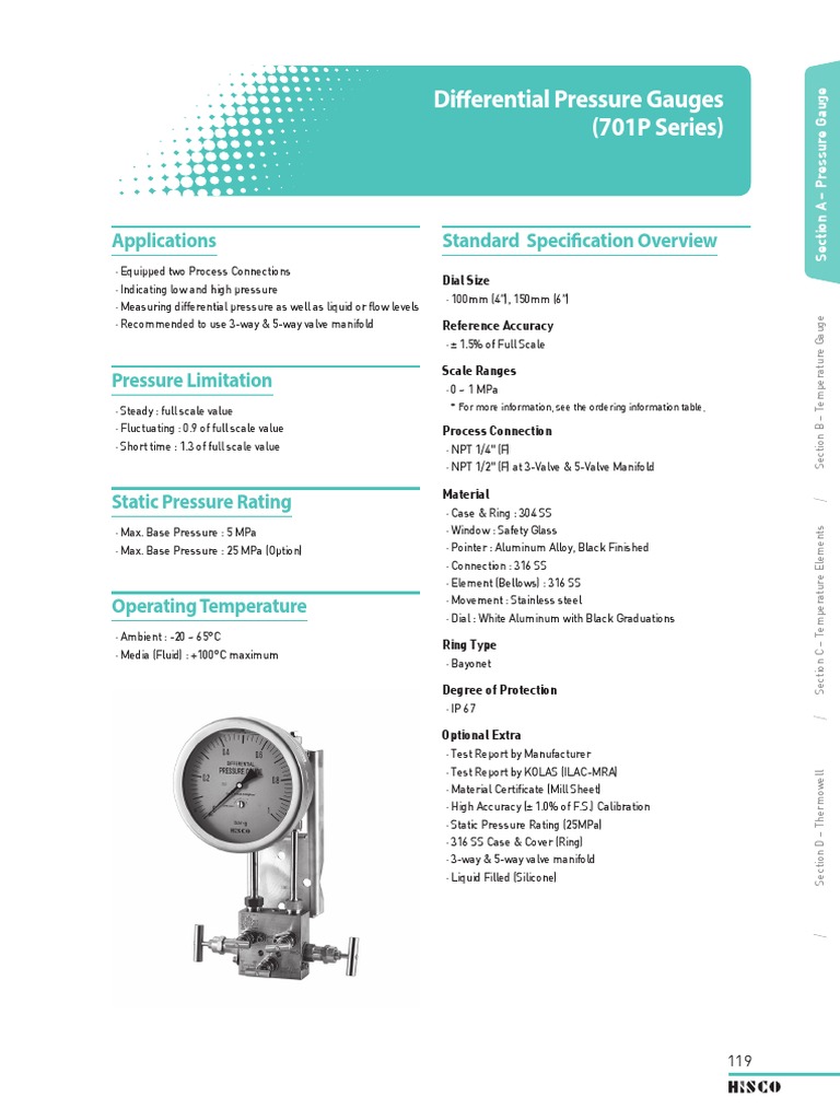 DPG 701P | PDF | Pressure Measurement | Pressure
