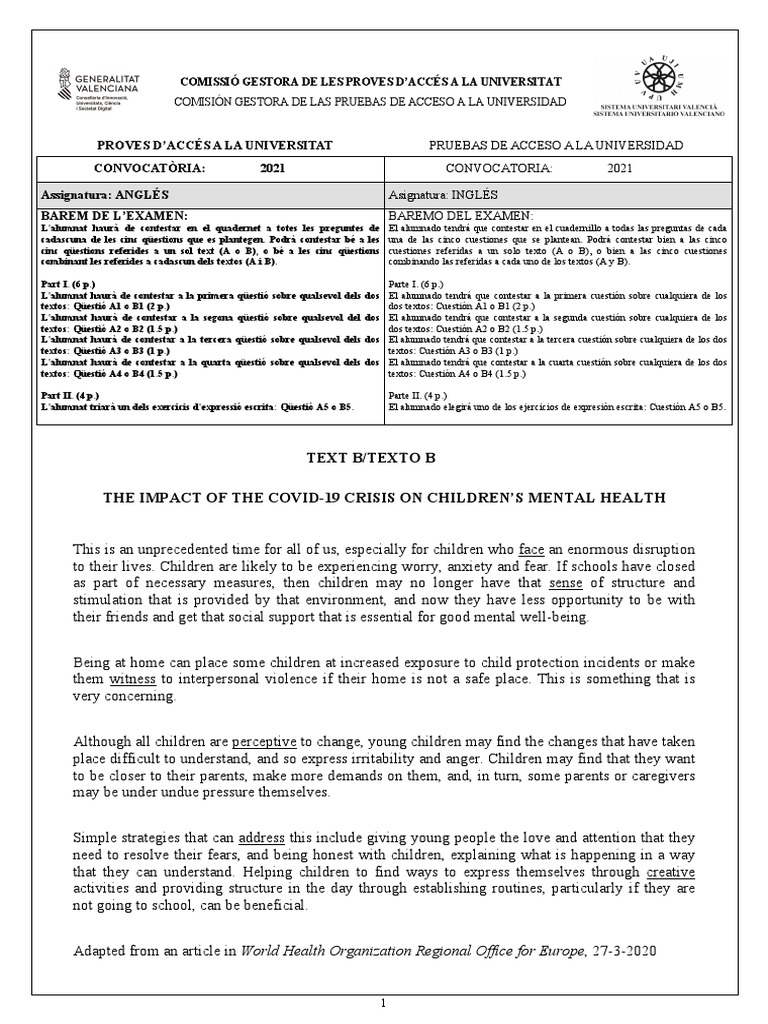 Text B (1) - 2021 (CONSEQUENCES OF COVID 19) PDF | PDF